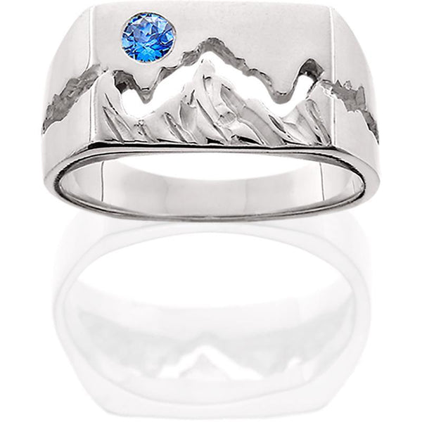 WOMEN'S SILVER Wide Teton Ring w/Textured Mountains – Hines Goldsmiths